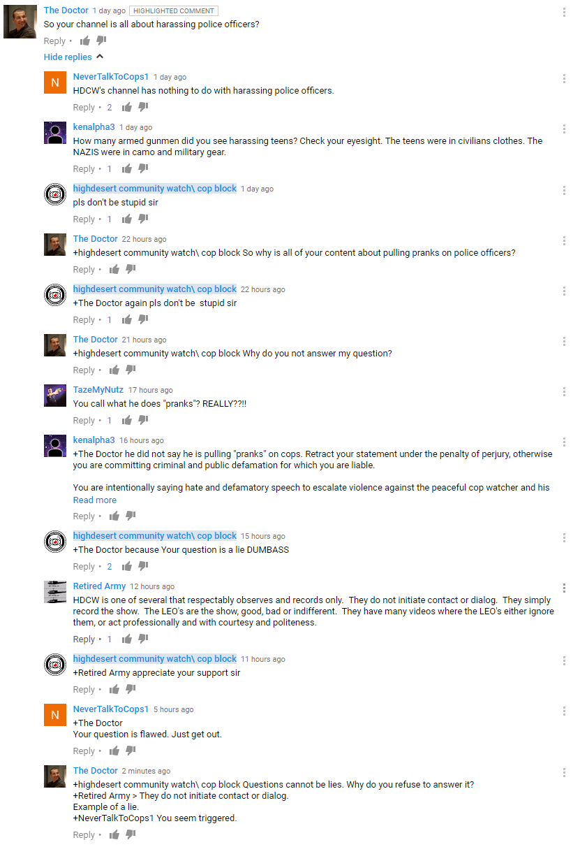 Topic: Using Doctor shtick on a group of YouTubers who make videos of them wasting police ...